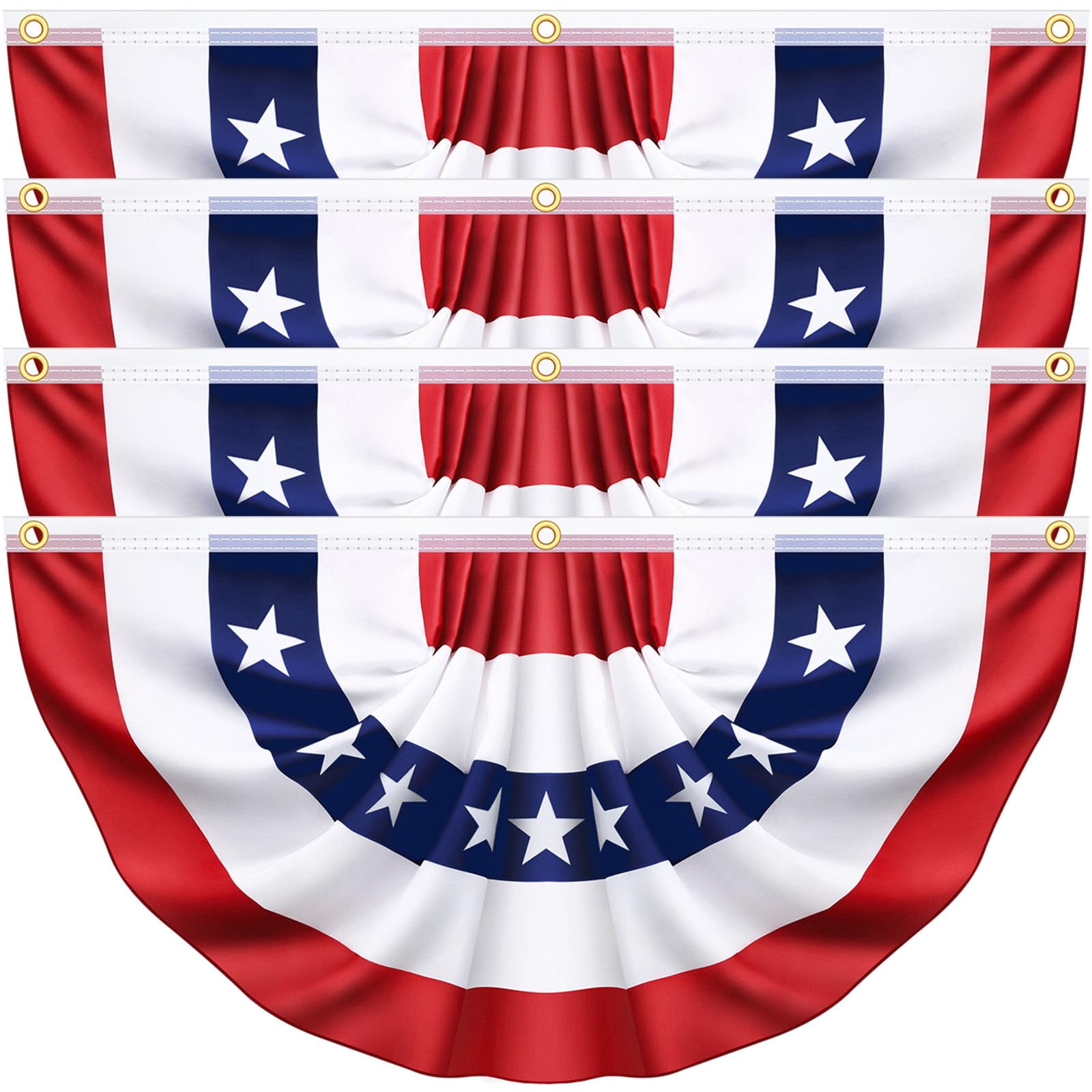 4 Pack USA Pleated Bunting Fan Flags, 1.5 x 3 Ft Patriotic Half Fan ...