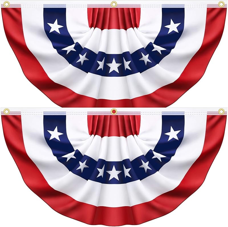 4 Pack USA Pleated Bunting Fan Flags, 1.5x3 Ft Patriotic Half Fan ...