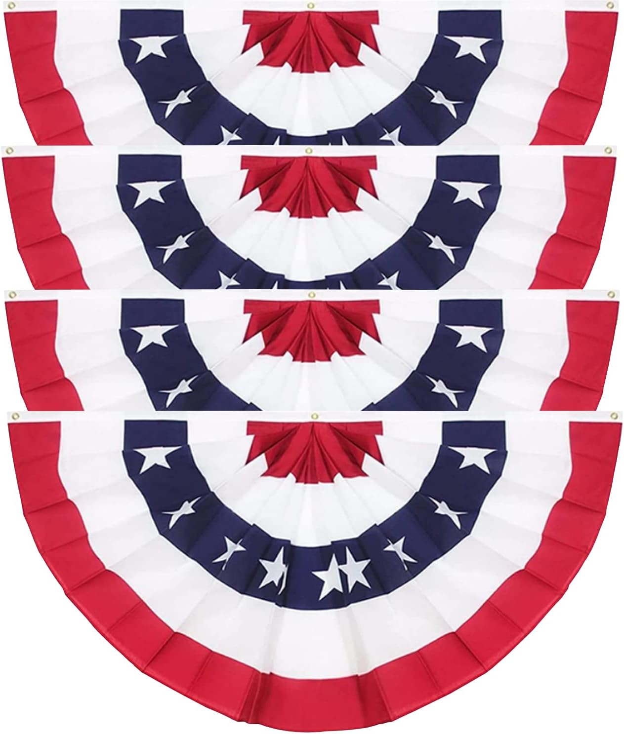 4 Pack USA Pleated Fan Flag 18x36 Inch, American Patriotic Bunting Flag ...