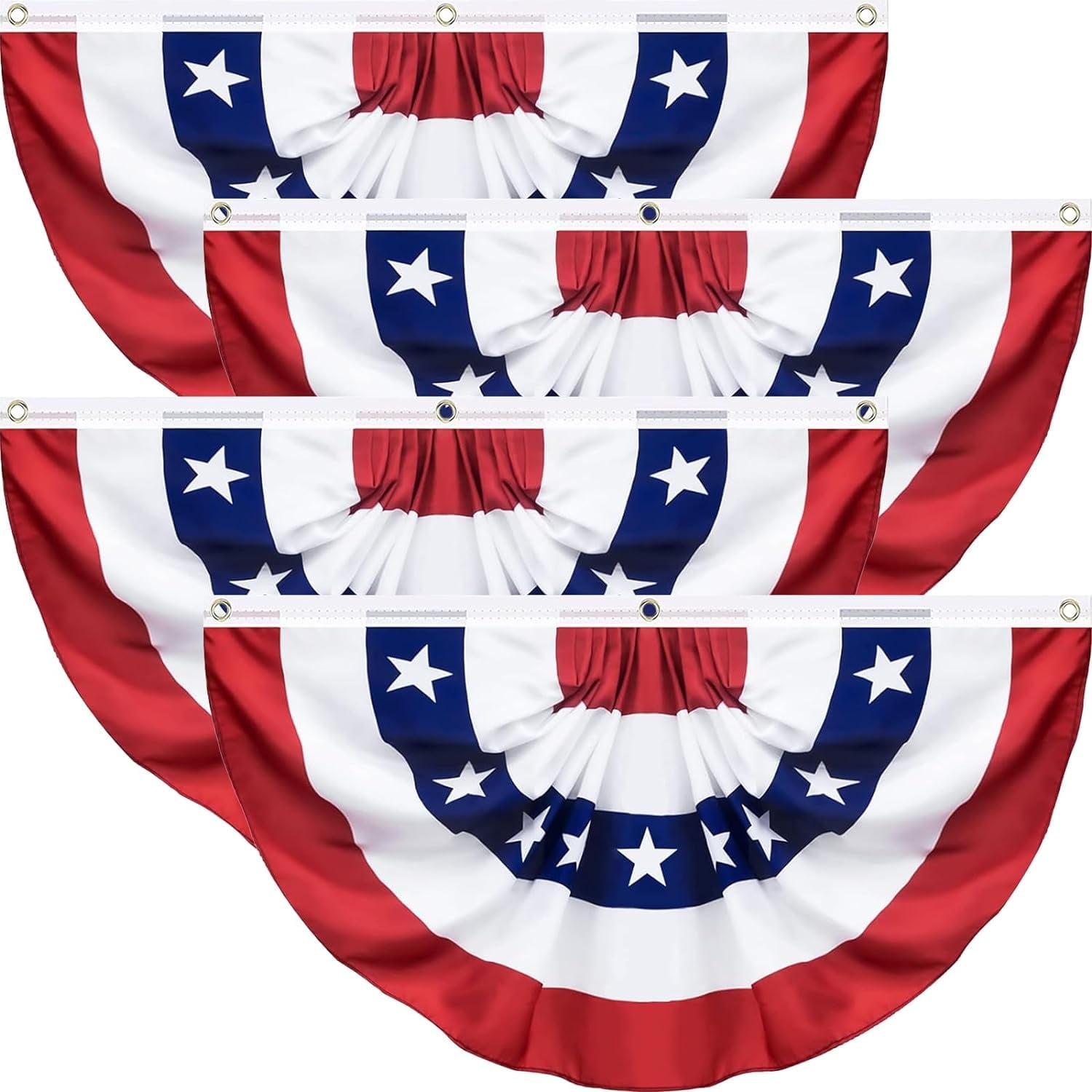 4 Pack USA Pleated Fan Flag, 3 X 6 Feet American US Bunting Flag ...