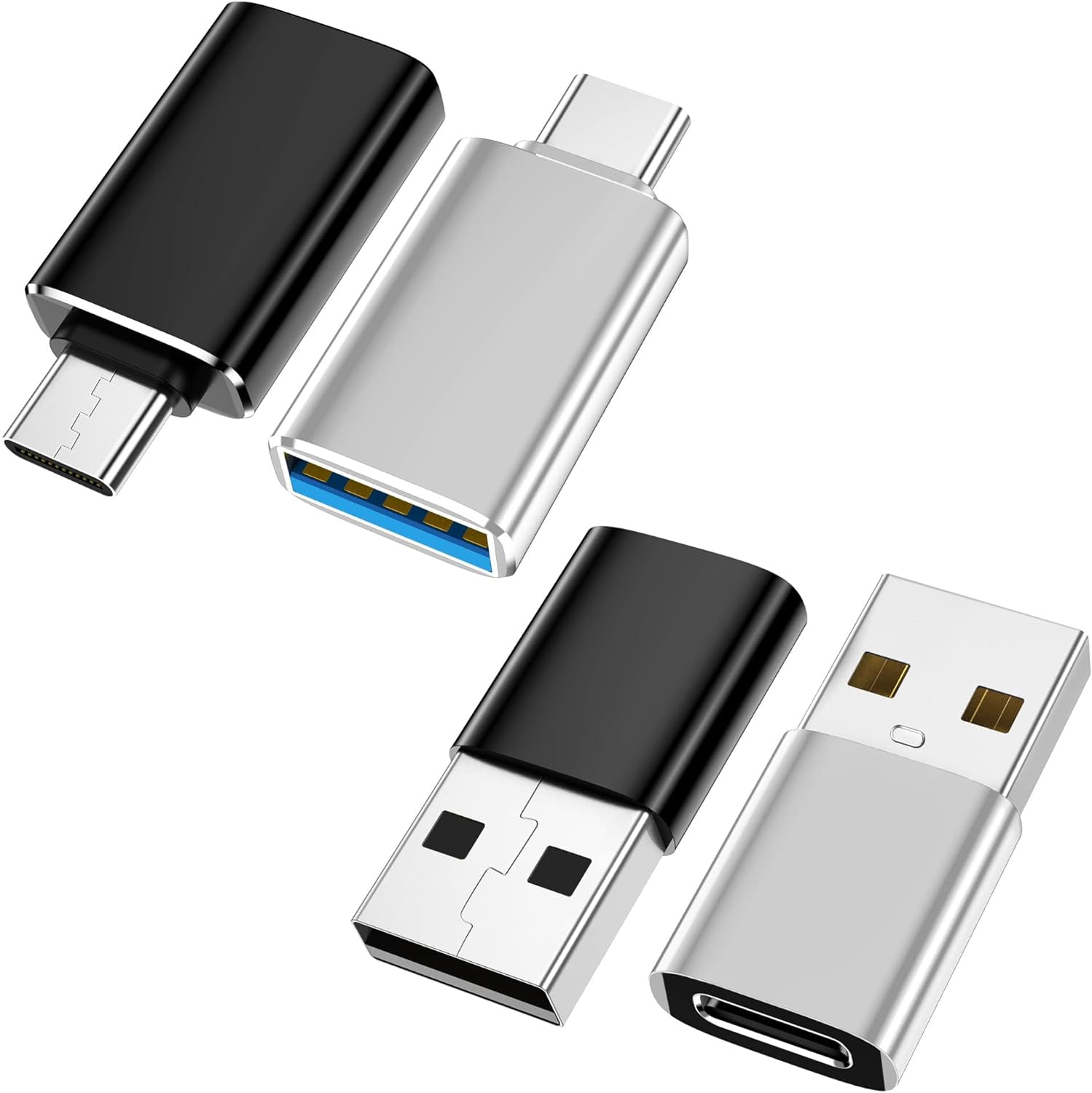 [4 Pack]【USB-C to USB-A】&【USB-A to USB-C】OTG Adapter,Type C Type A Male ...