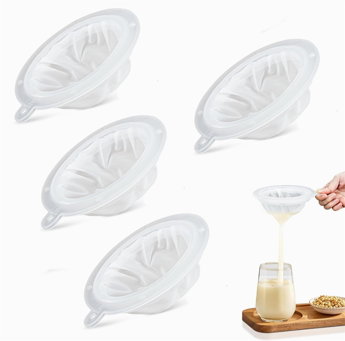 4 Pack Ultra-Fine Nylon Food Filter,200 Mesh Soya Milk Filter,Plastic ...