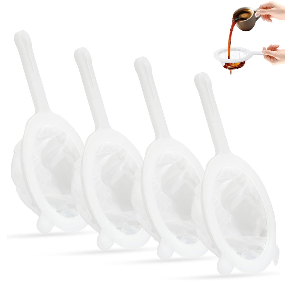 4 Pack Ultra-Fine Nylon Mesh Strainer- Mini Kitchen Colander for Coffee ...