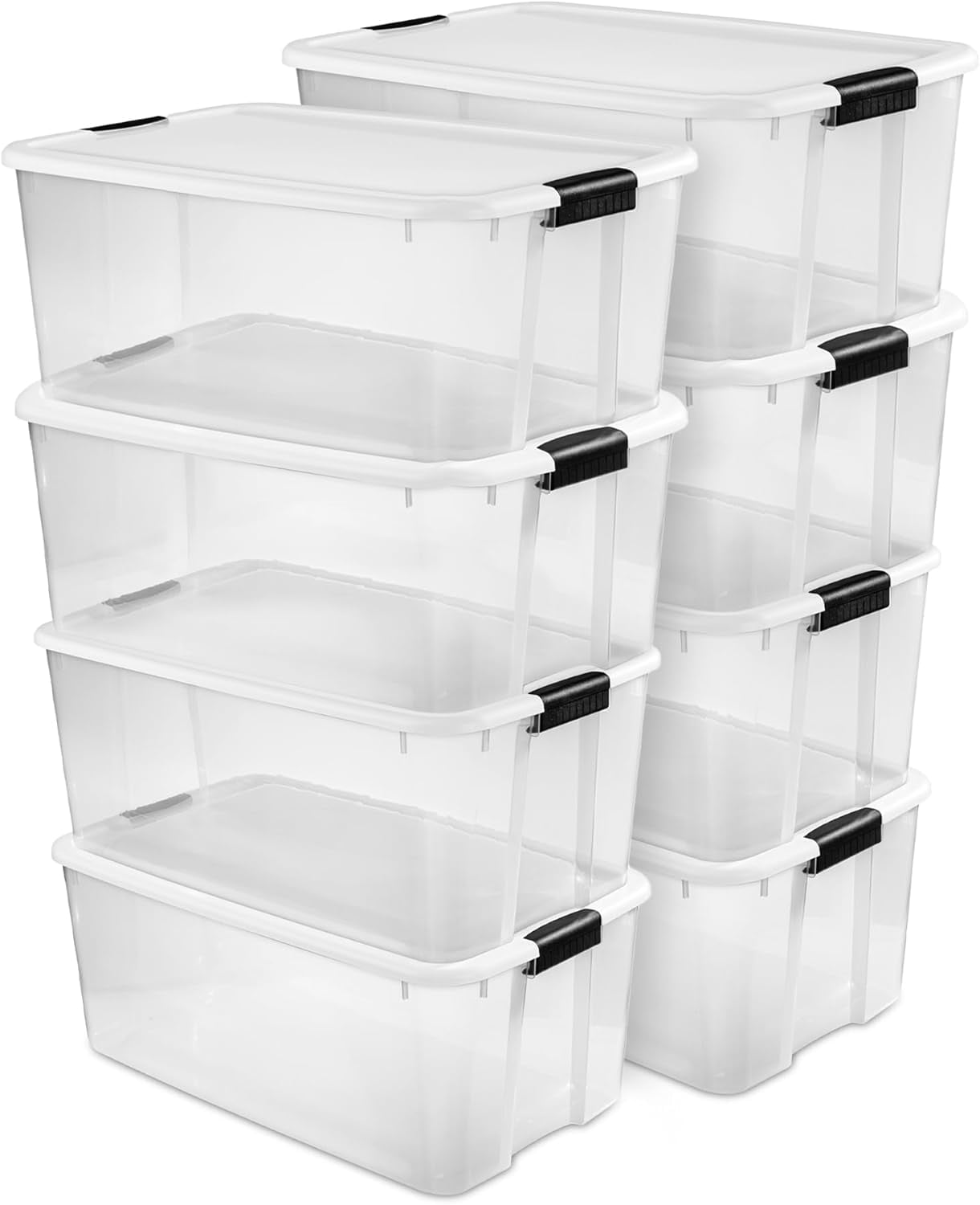 4-Pack Ultra Latching Box, Storage Bins with Lids, Clear Plastic, 70 ...