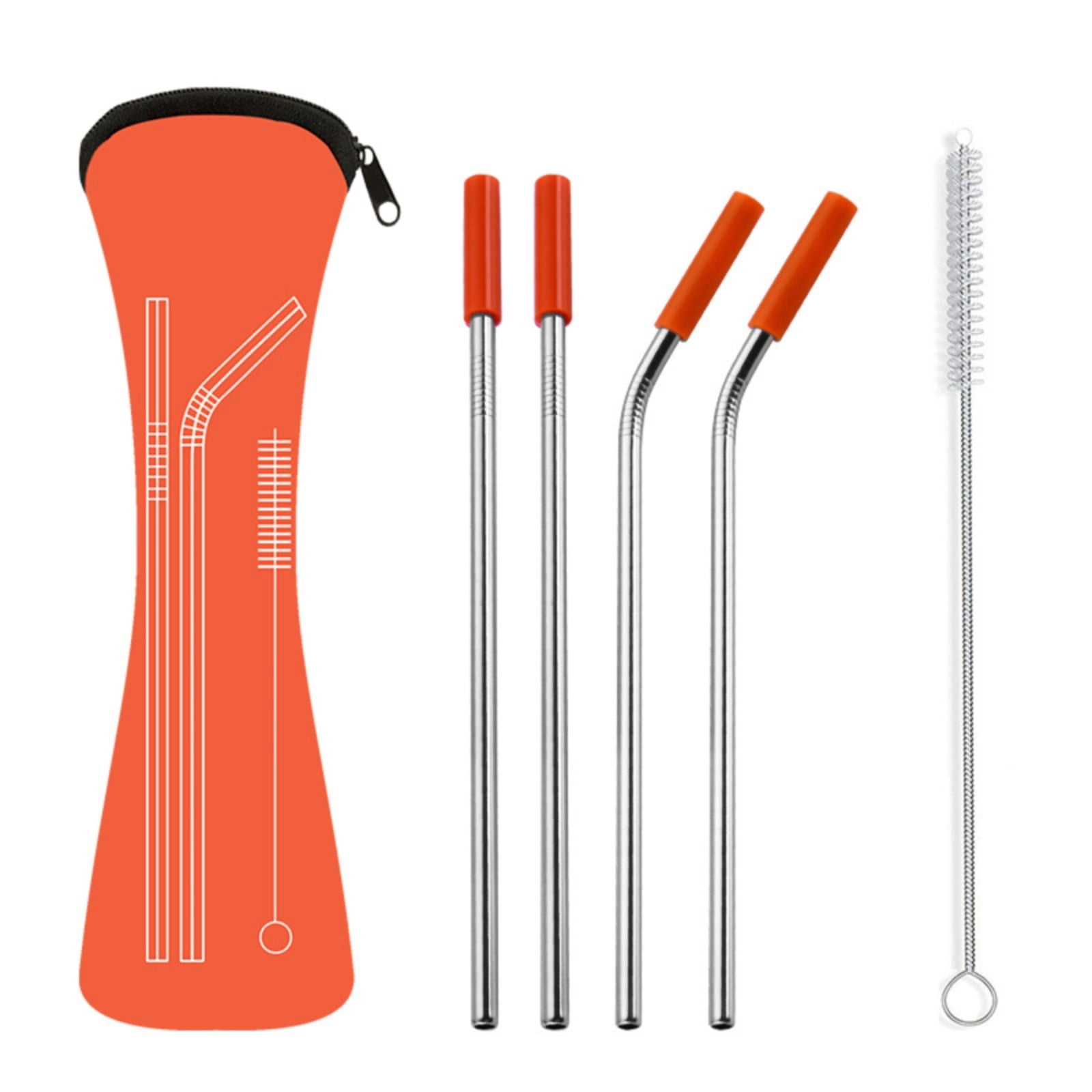 4-Pack Ultra-Long Stainless Steel Straws with Silicone Tips, Reusable ...