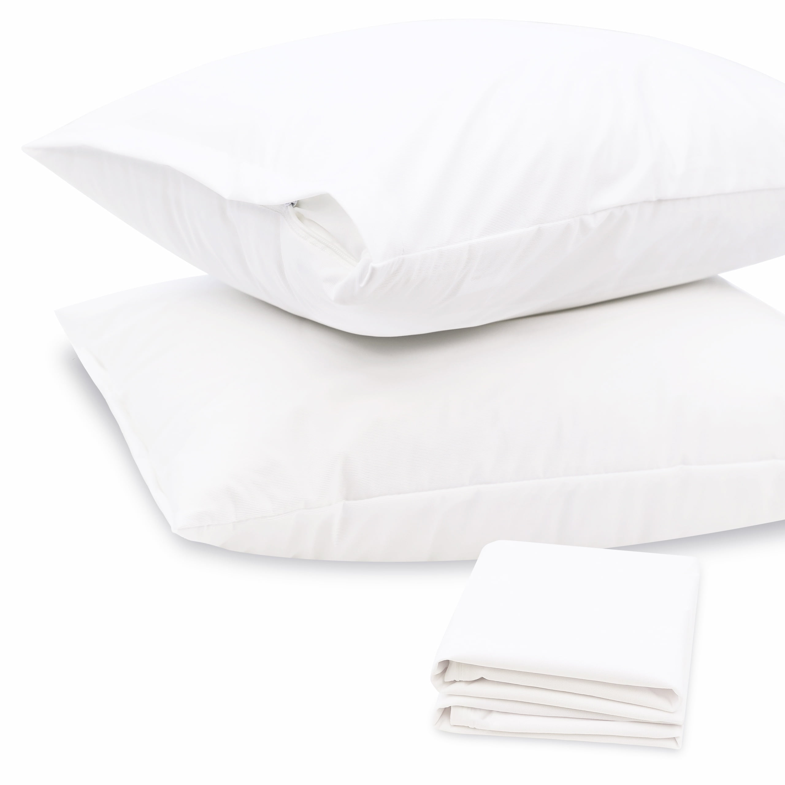 4 Pack Ultra Soft Waterproof Pillow Protectors with Zipper, Machine ...