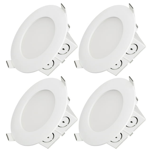 TORCHSTAR Ultra-Thin 4 Inch Recessed LED Downlight with J-Box, Dimmable ...