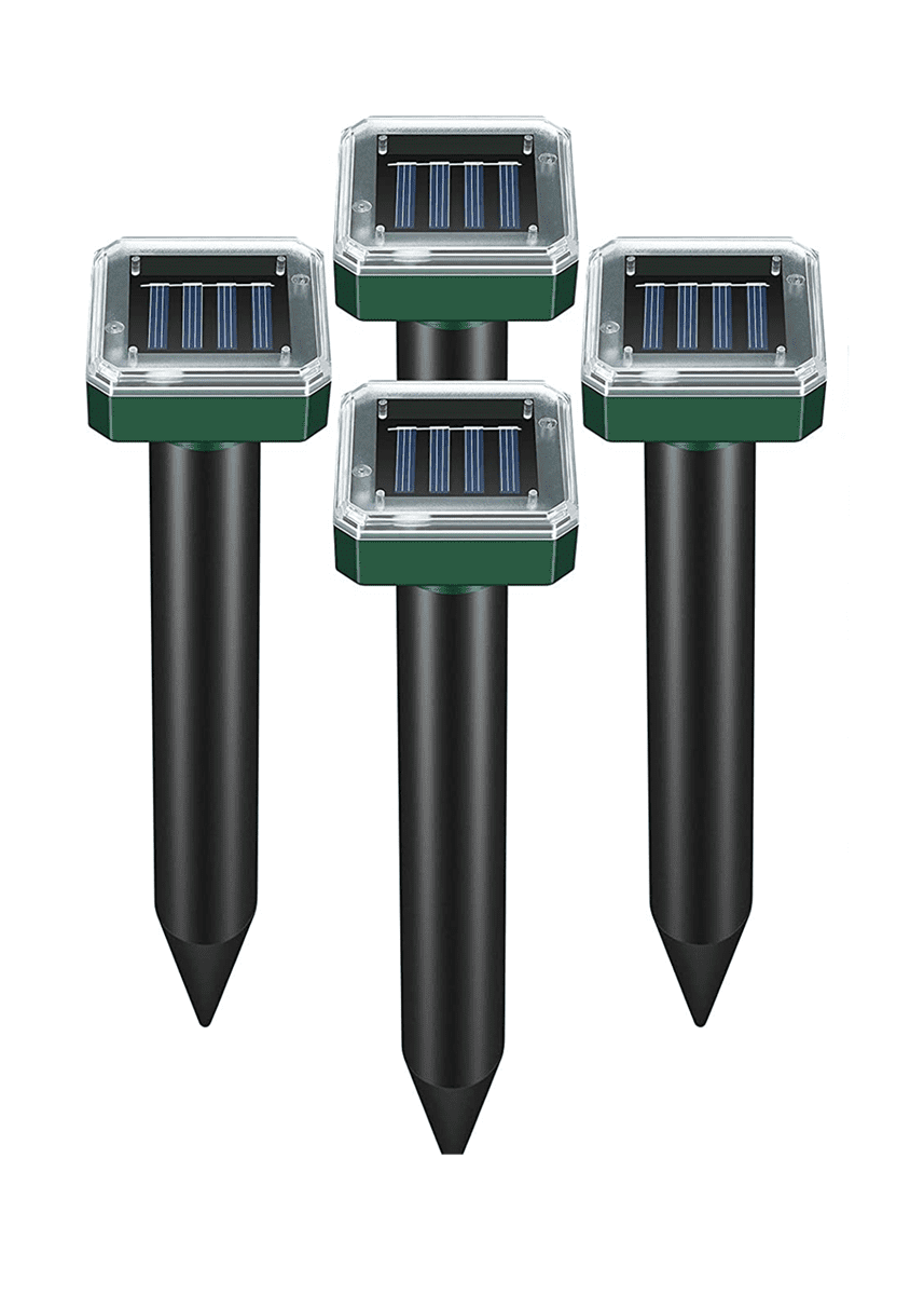 4 Pack Ultrasonic Pest Repeller Mole Repeller Solar Power Mole ...