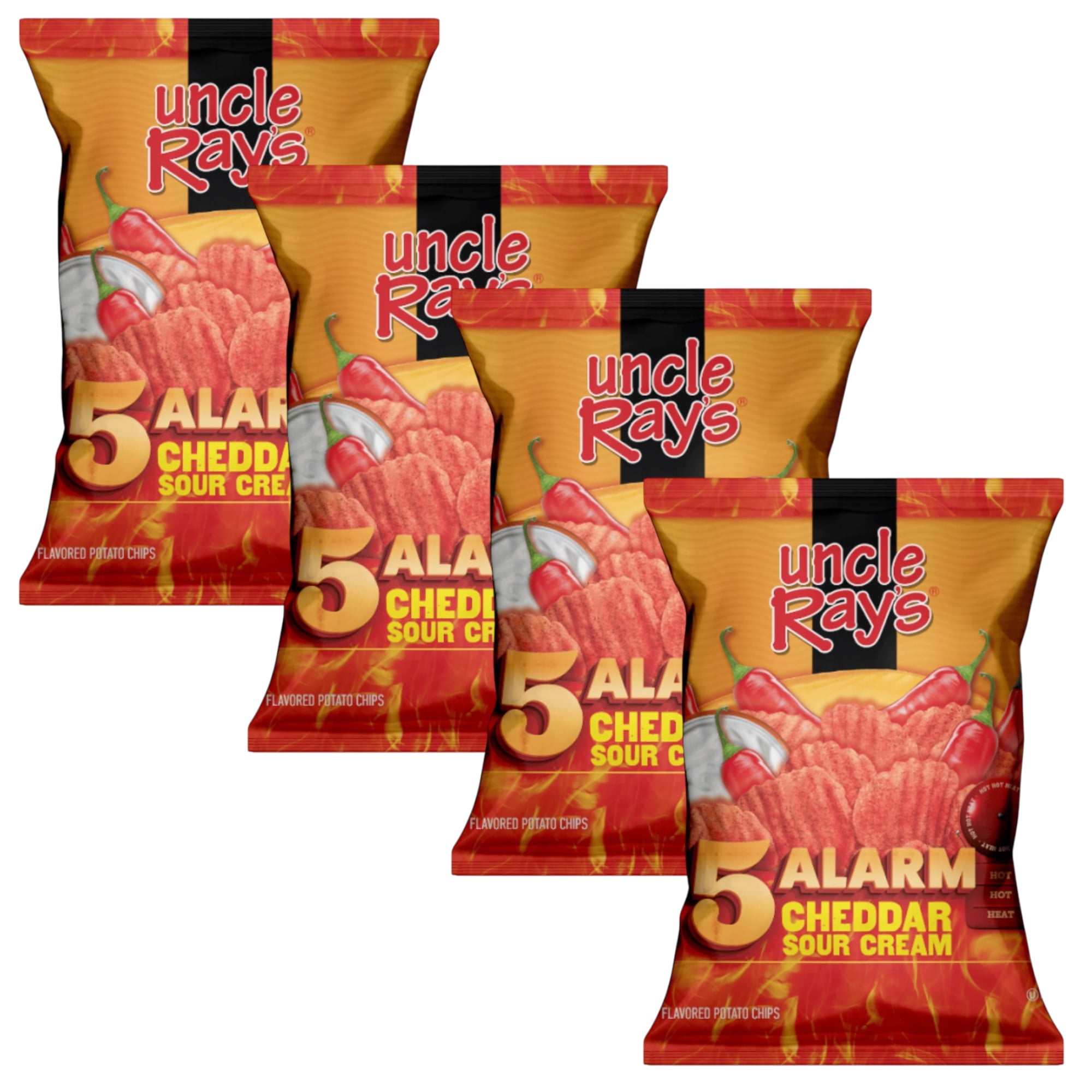 ( 4 Pack ) Uncle Ray's Potato Chips, Cheddar Sour Cream, 5 Alarm 3 Oz ...