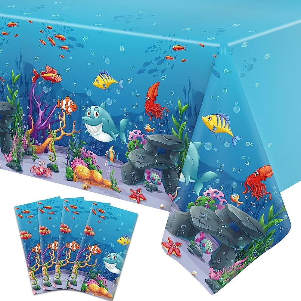 4 Pack Plastic Under The Sea, Ocean Animals & Waves, Nautical ...
