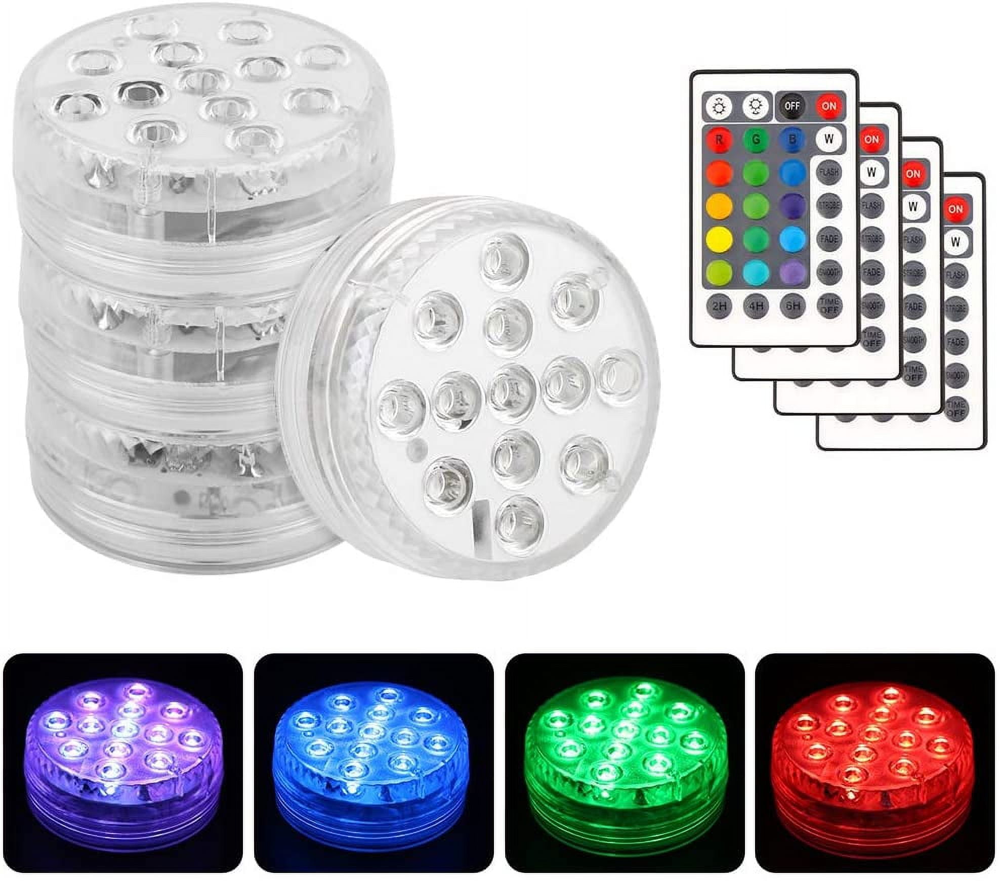 4 Pack Underwater Light, LED with Remote Control 13-LED Lighting RGB ...