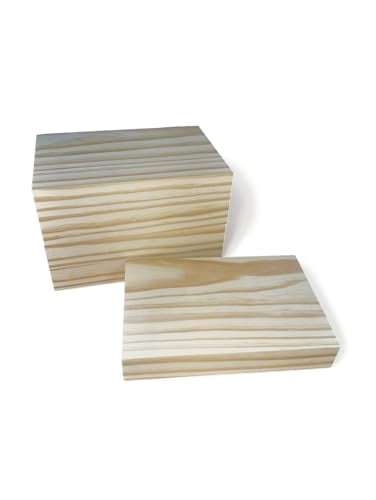 4 Pack Unfinished Wood Blocks for Crafts, 4 X 6 X 1.25 Inch Pine Wood ...
