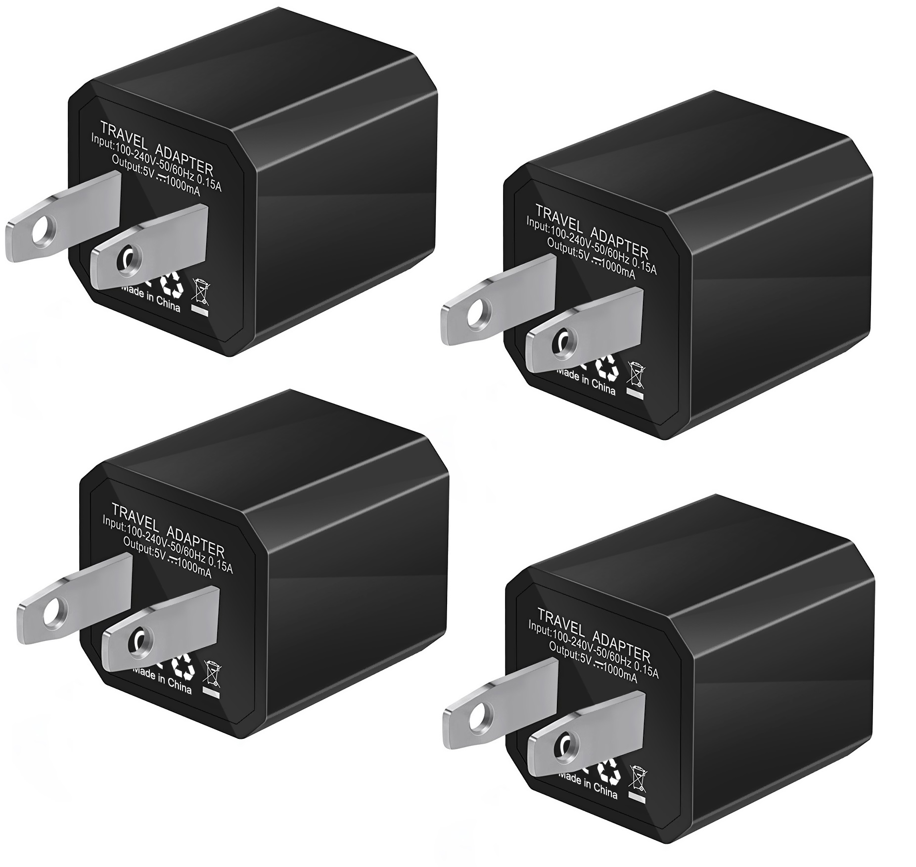 4 Pack: Universal AC USB Wall Charger Cube for for iPhone 11 Pro Max/X ...