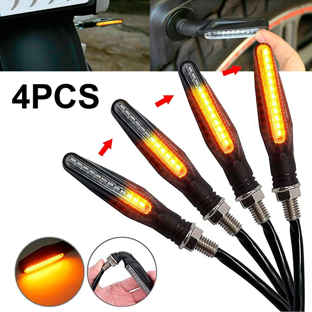 4 Pack Universal Motorcycle Turn Signals Blinker Lights Amber For ...