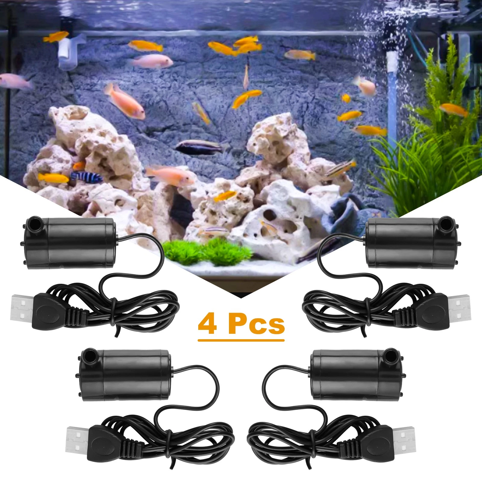 4 Pack Usb Mini Small Water Pump Mute Submersible Pump For Garden ...
