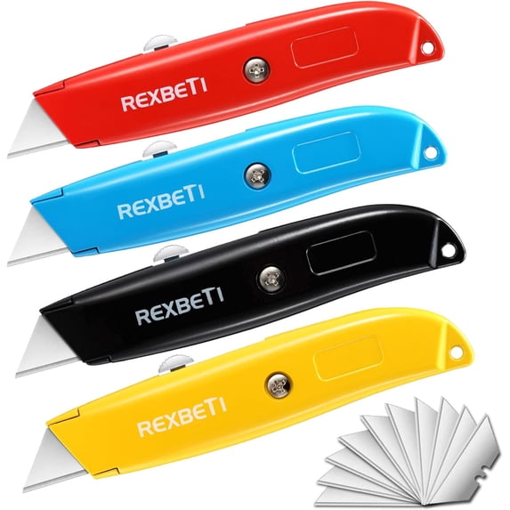 4-Pack Utility Knife, Heavy Duty Aluminum Shell Retractable Box Cutter ...