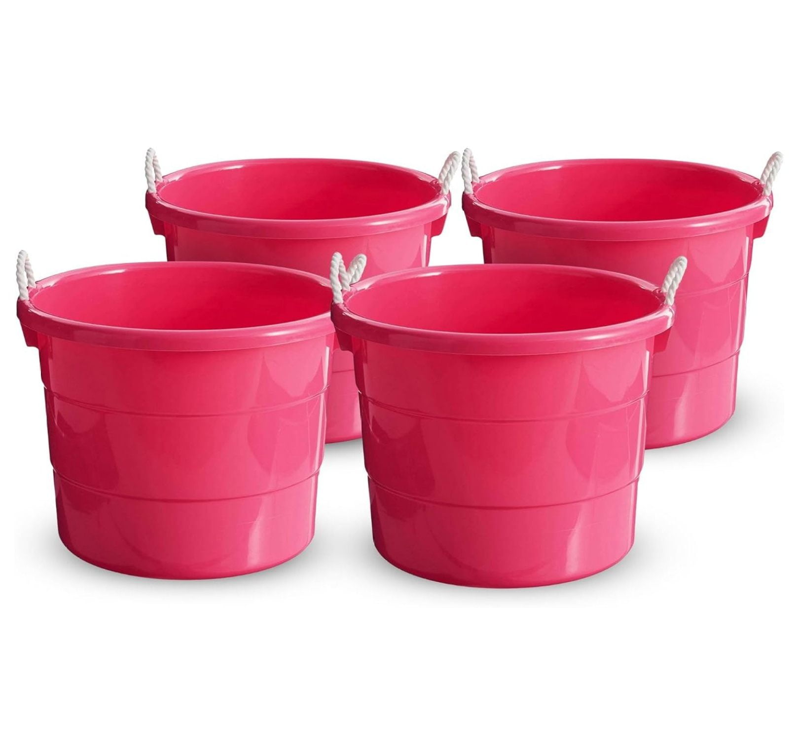 4-Pack Utility Tub, Large Plastic Storage Bucket with Rope Handles, 18 ...