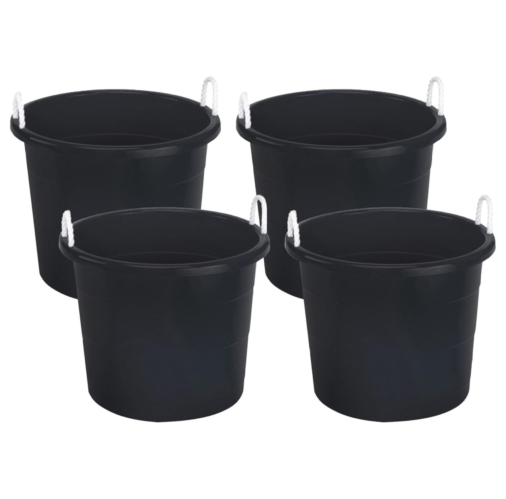 4-Pack Utility Tub, Large Plastic Storage Bucket with Rope Handles, 17 ...