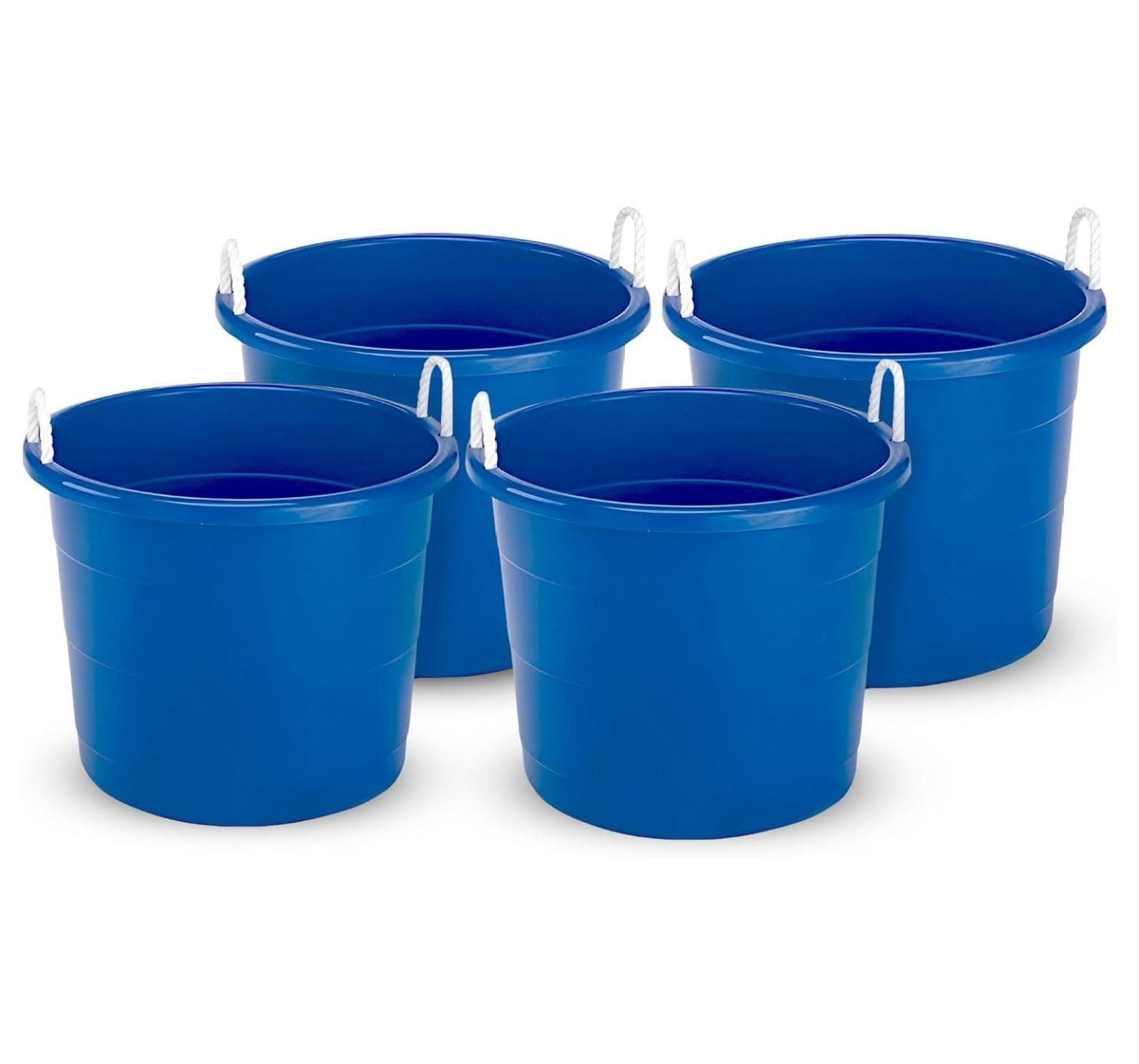 4-Pack Utility Tub, Large Plastic Storage Bucket with Rope Handles, 18 ...