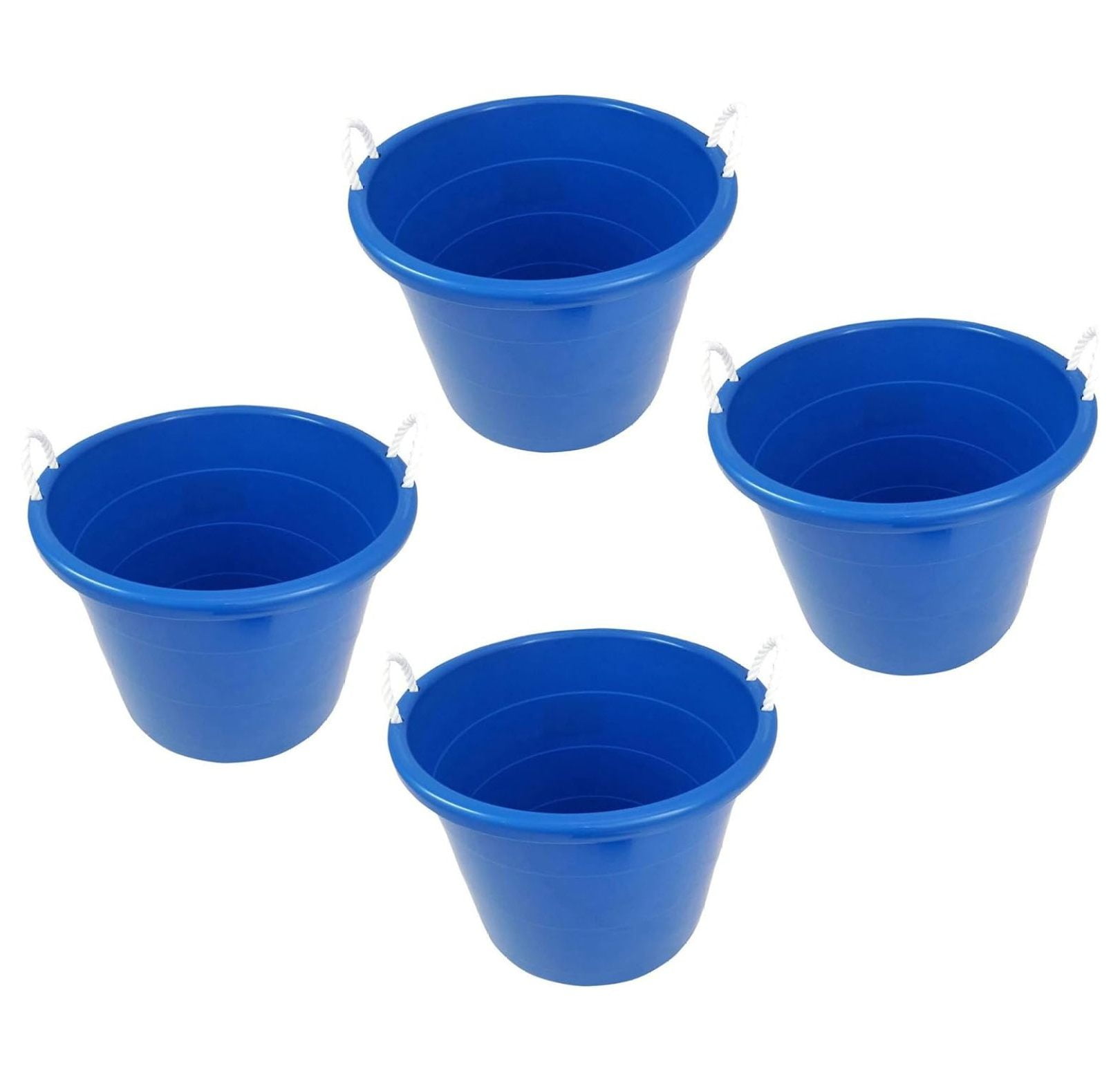 4-Pack Utility Tub, Large Plastic Storage Bucket with Rope Handles, 18 ...