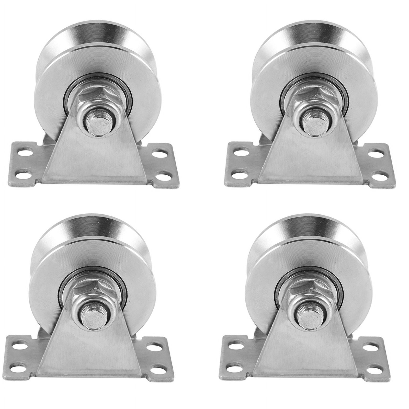 4-Pack V-Type Stainless Steel Pulley Block Mute Bearings Groove Sliding ...