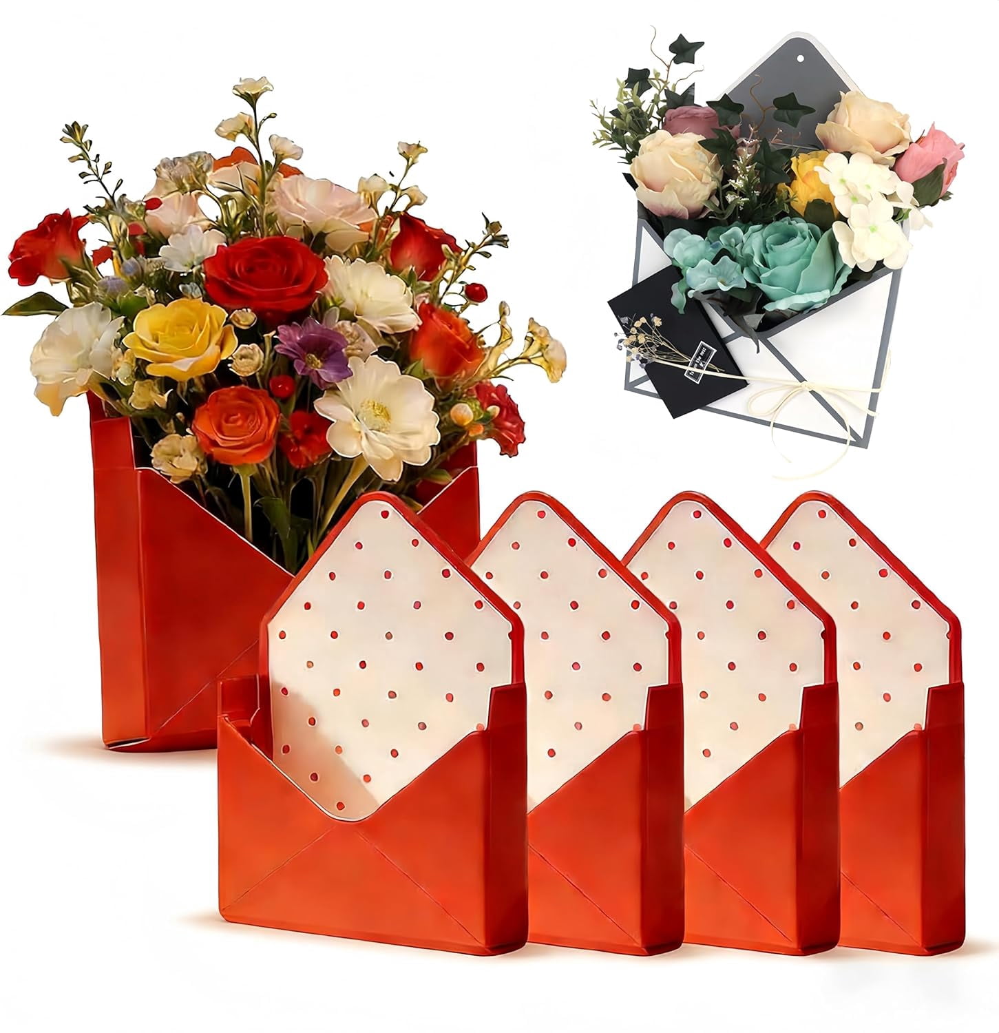 4-Pack Valentine Envelope Gift Boxes – Red Heart Cardboard Boxes for ...