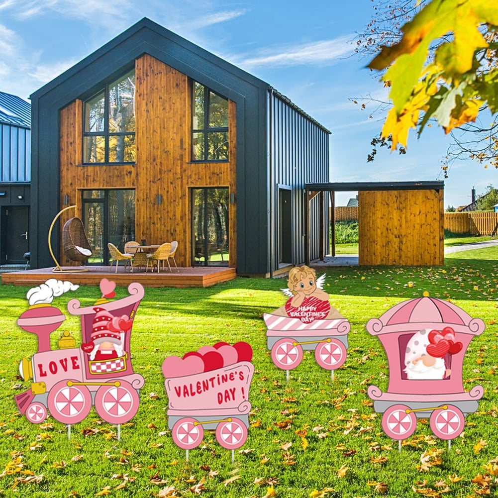 4 Pack Valentines Day Decorations Large Valentine's Day Yard Sign with ...