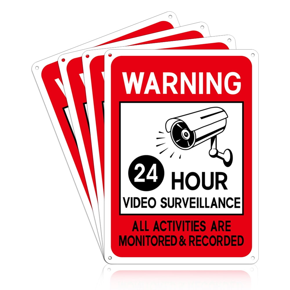 4 Pack Video Surveillance Signs 7x10 inches 30 Mil Aluminum All ...