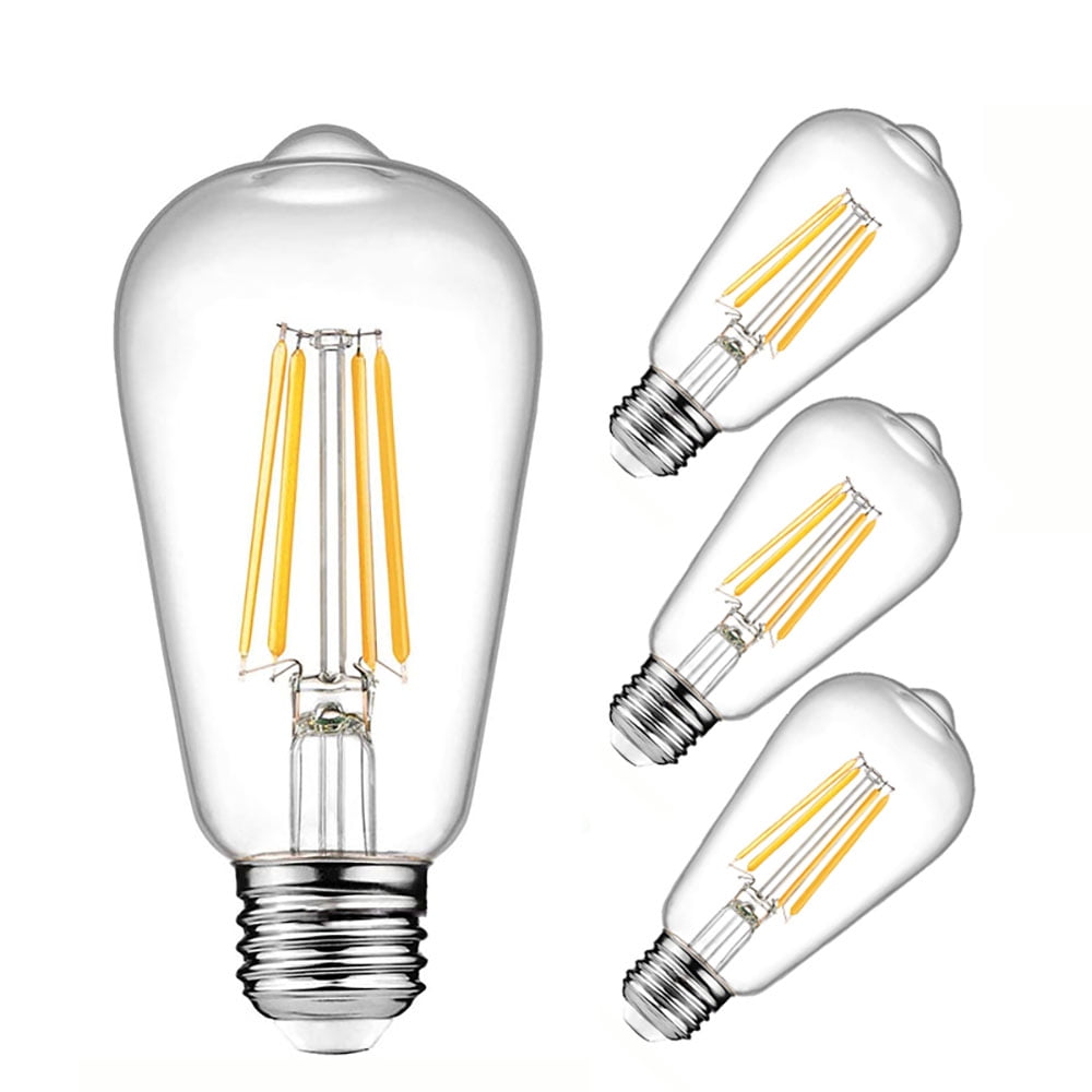 4-Pack Vintage 6W ST58 LED Edison Light Bulbs 60W Equivalent, 850Lumens ...