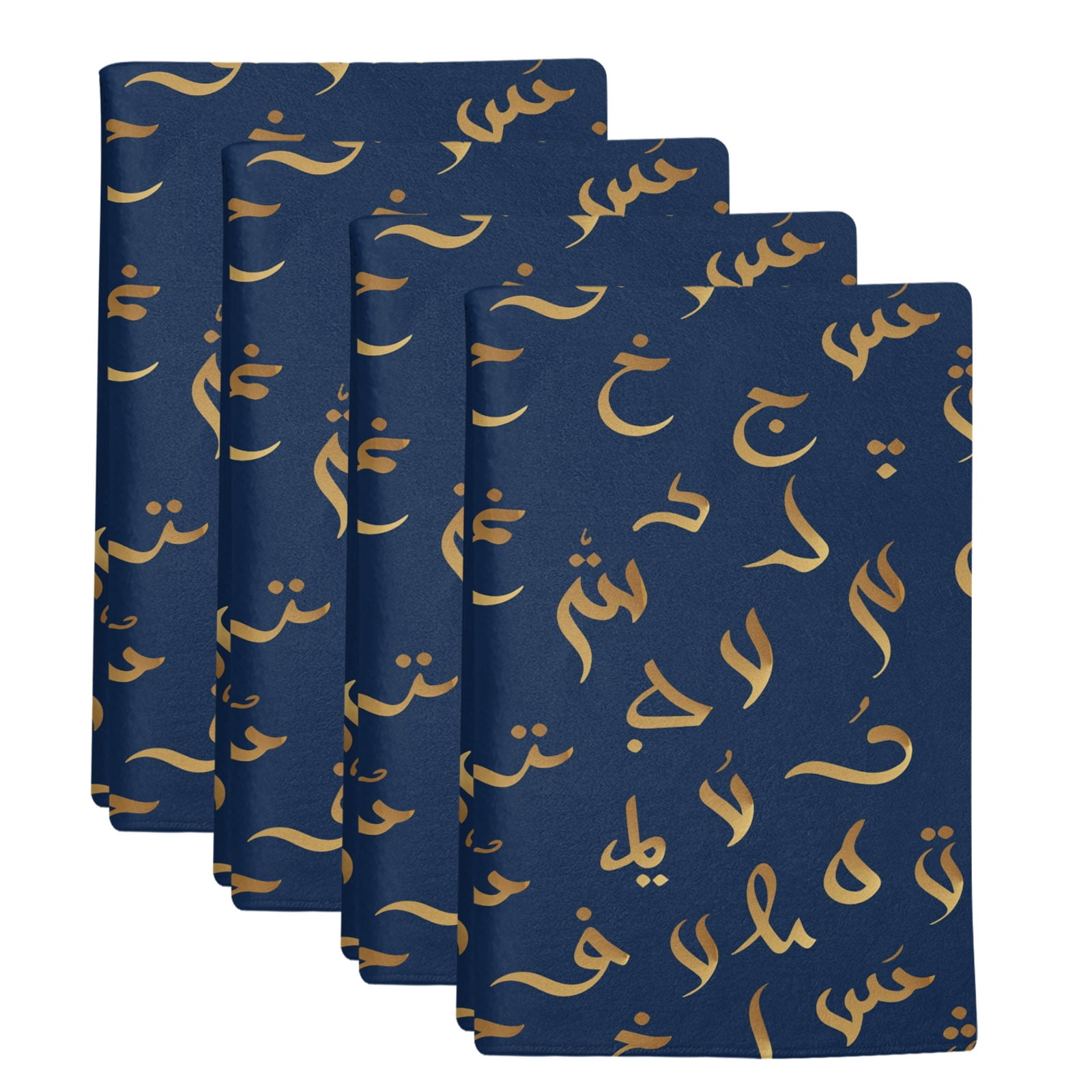 4 Pack Vintage Letter Kitchen Towels Blue Navy Background Arabic Text ...