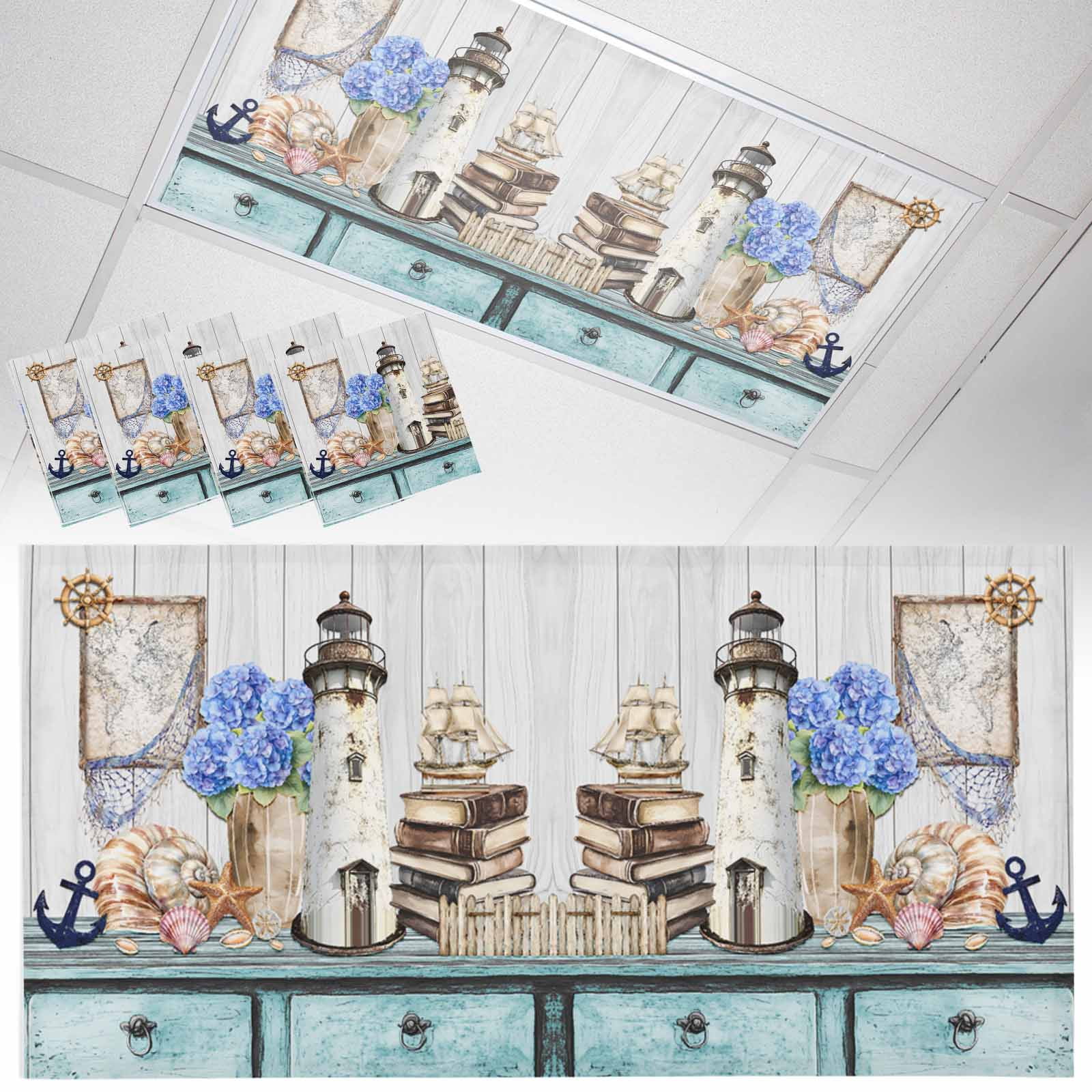 4 Pack Vintage Lighthouse Fluorescent Light Covers for Ceiling Lights ...