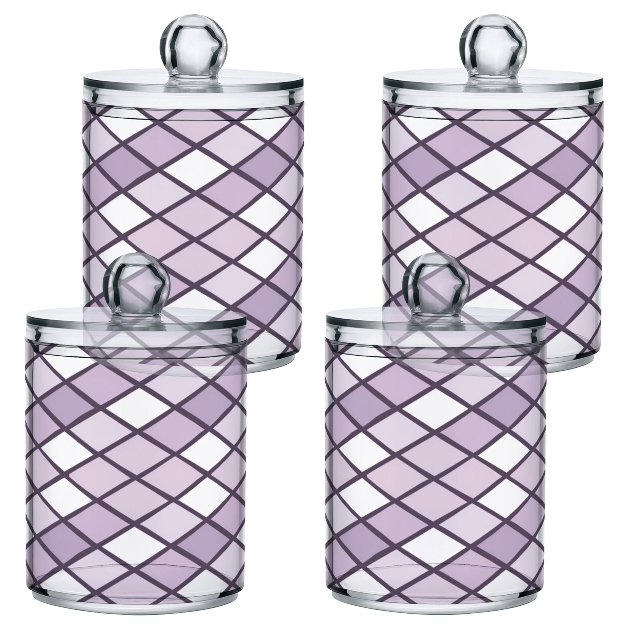 4 Pack Violet Block Qtip Holder Dispenser Clear Plastic Storage ...