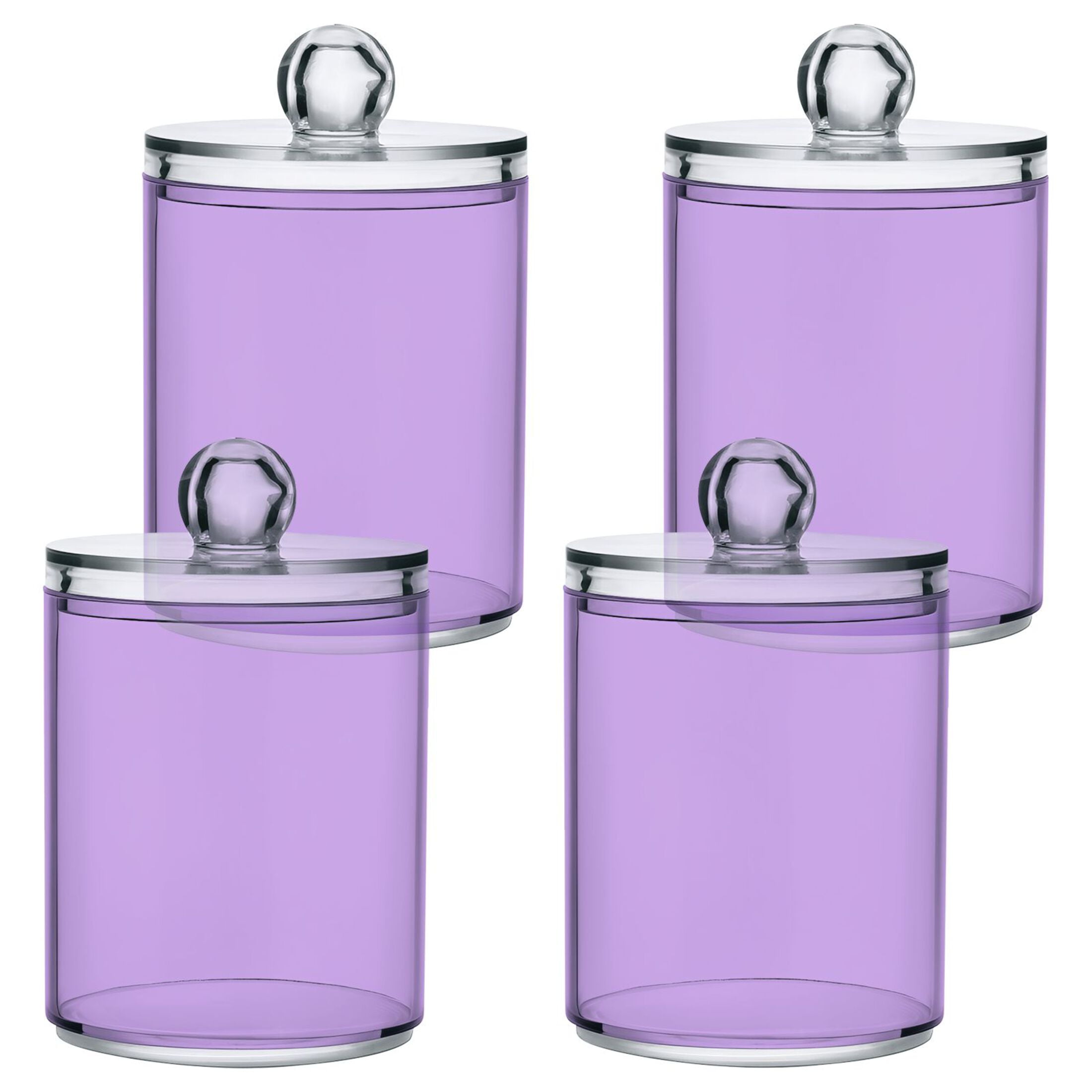4 Pack Violet Qtip Holder Dispenser Clear Plastic Storage Apothecary ...