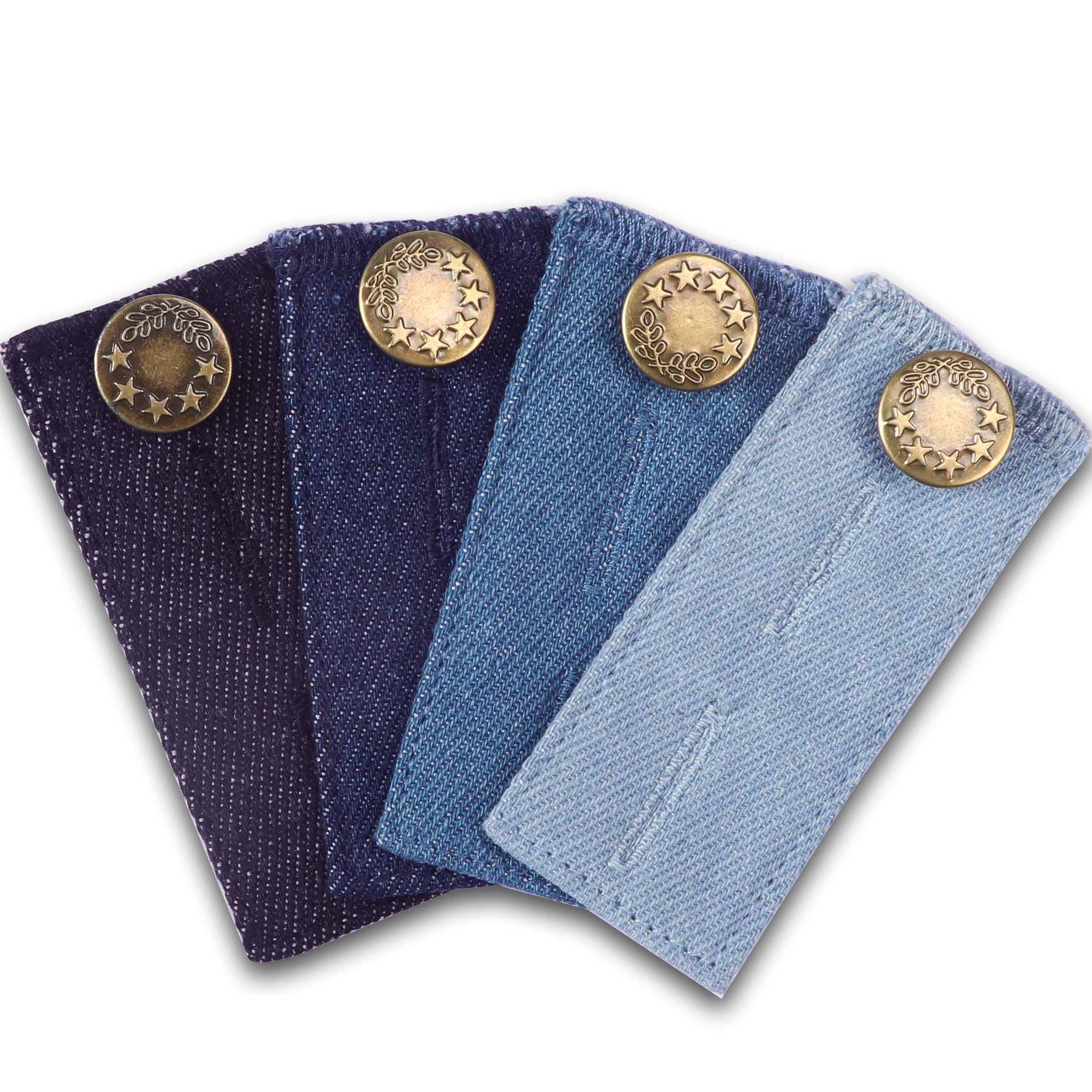 4 Pack Waistband Extenders for Jeans Premium Metal Buttons, Adjustable ...
