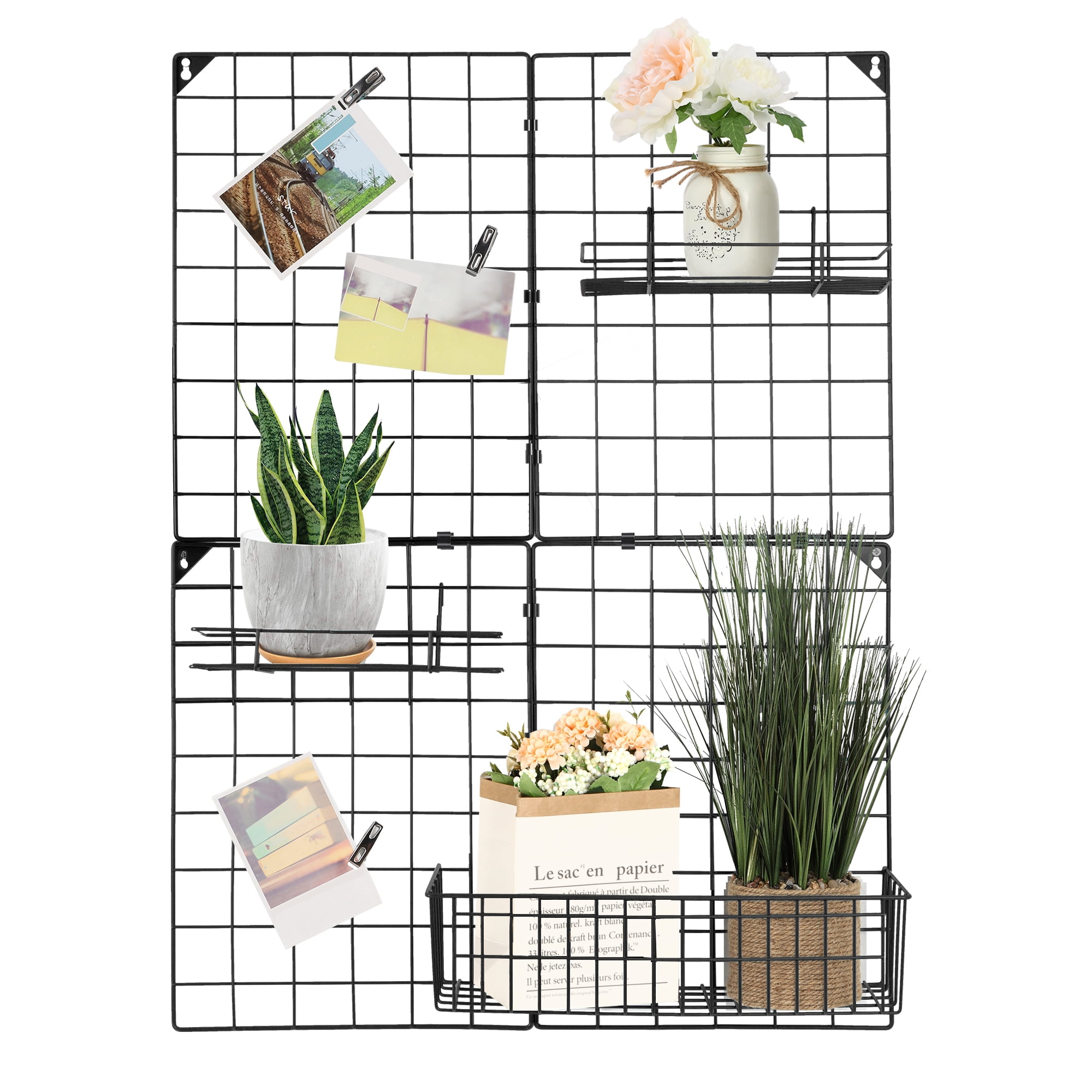 4 Pack Wall Grid Panel with Hanging Baskets - Walmart.com