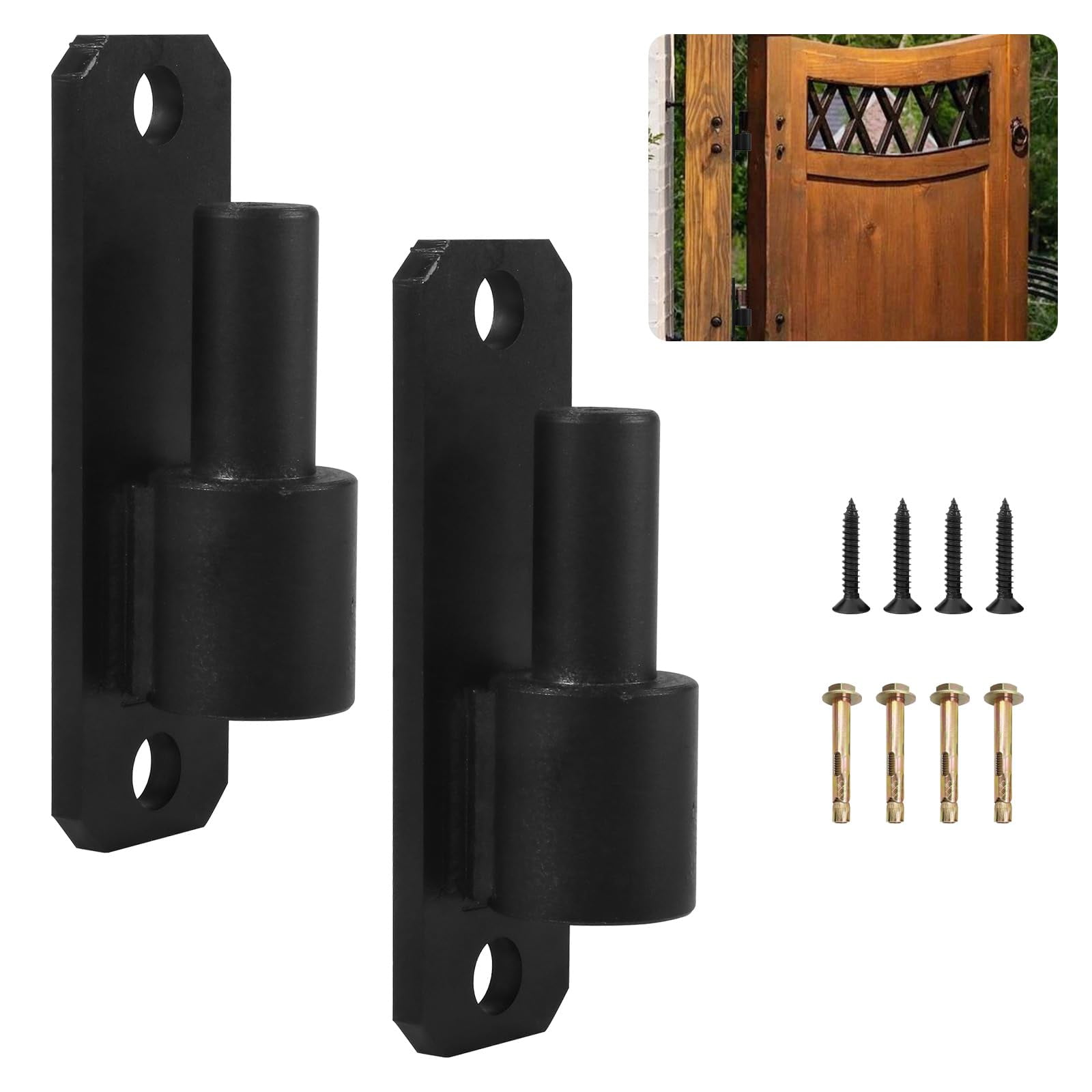 4 Pack Wall Mount Gate Hinges with 5/8" Hinge Pin, Heavy Duty Gate ...