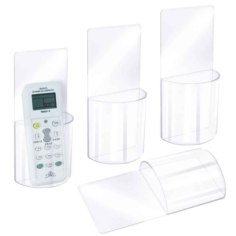 4 Pack Wall Mount Remote Control Holder, Clear Media Organizer Self ...