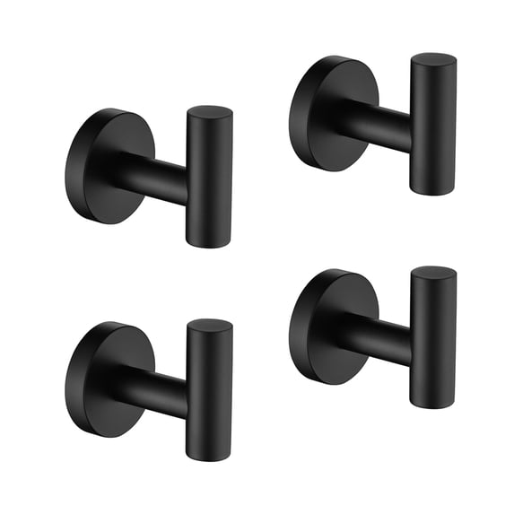 4 Pack Wall Mounted Stainless Steel Bathroom Towel Hooks, Matte Black ...