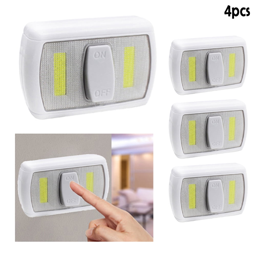 4 Pack Wall Night Lights COB LED Switch Battery Operated Dual Wireless ...