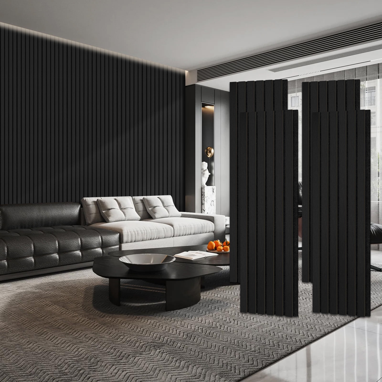 4 Pack Walnut Wood Soundproof Wall Panel, 47.2 In x 12.2 In Acoustic ...