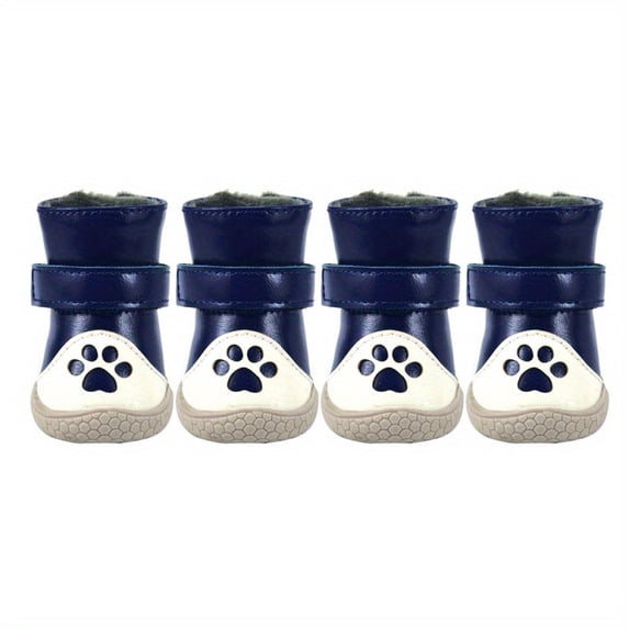4-Pack Warm Dog Boots, Non-Slip Winter Shoes for Small Dogs, Outdoor ...