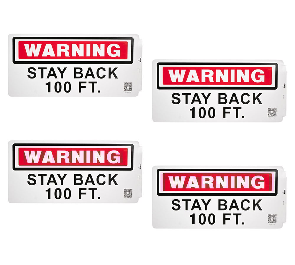 4 Pack Warning Stay Back 100 FT. Self-Adhesive Decal Sign - 8-1/2″x18 ...
