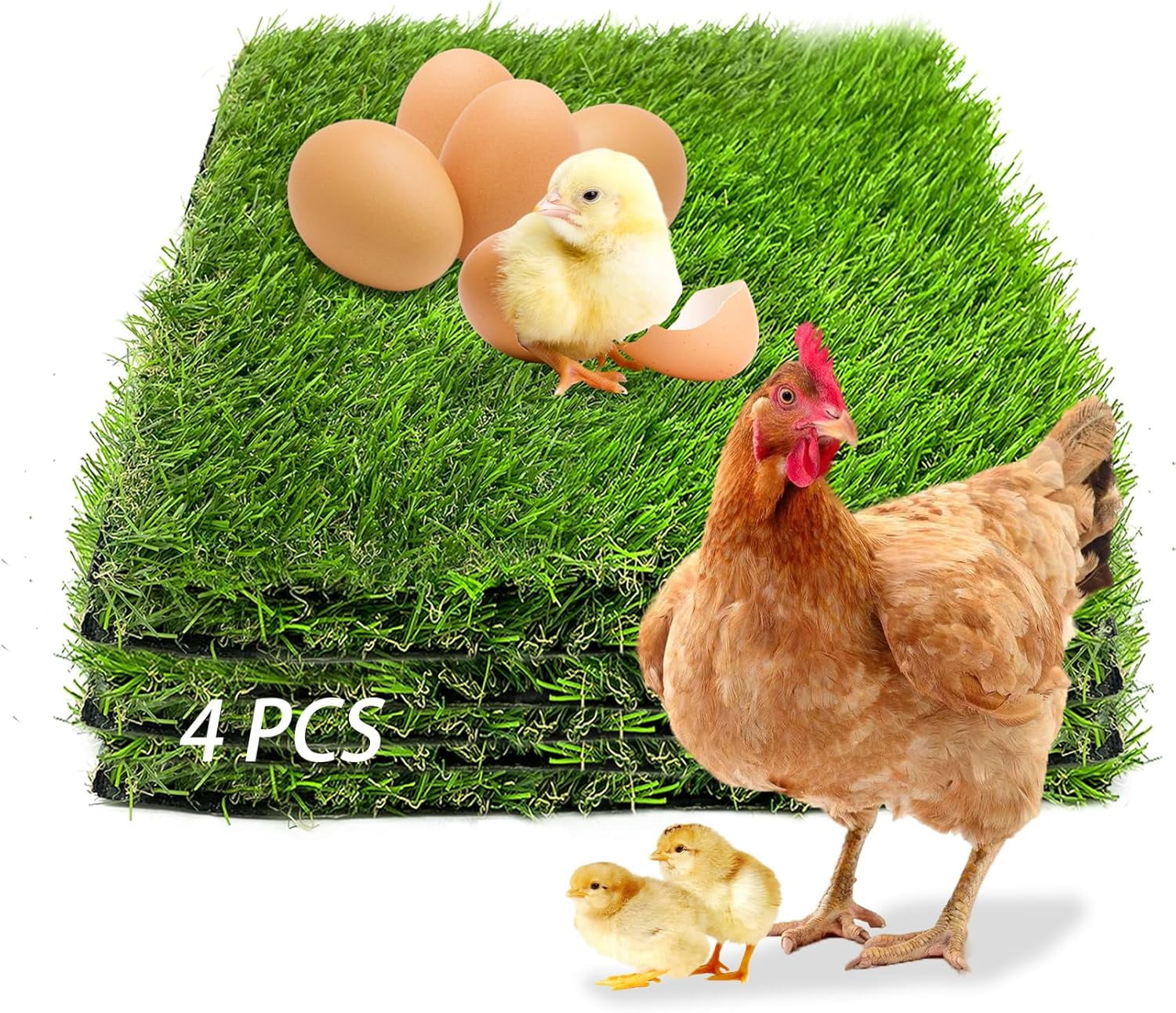 4 Pack Washable Chicken Nesting Pads Artificial Grass Rug Carpet ...