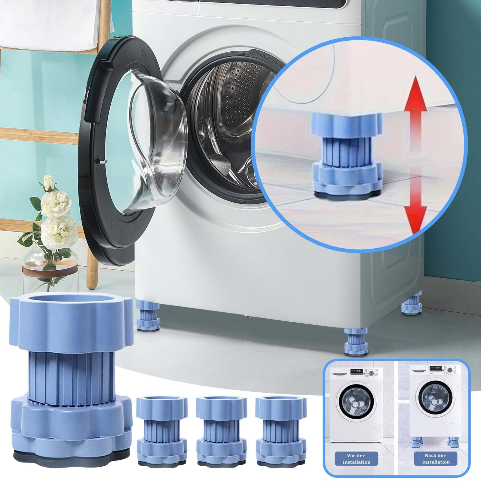 4-Pack Washing Machine Anti-Vibration Pads, Shock-Absorbing Non-Slip Mats for Laundry ...