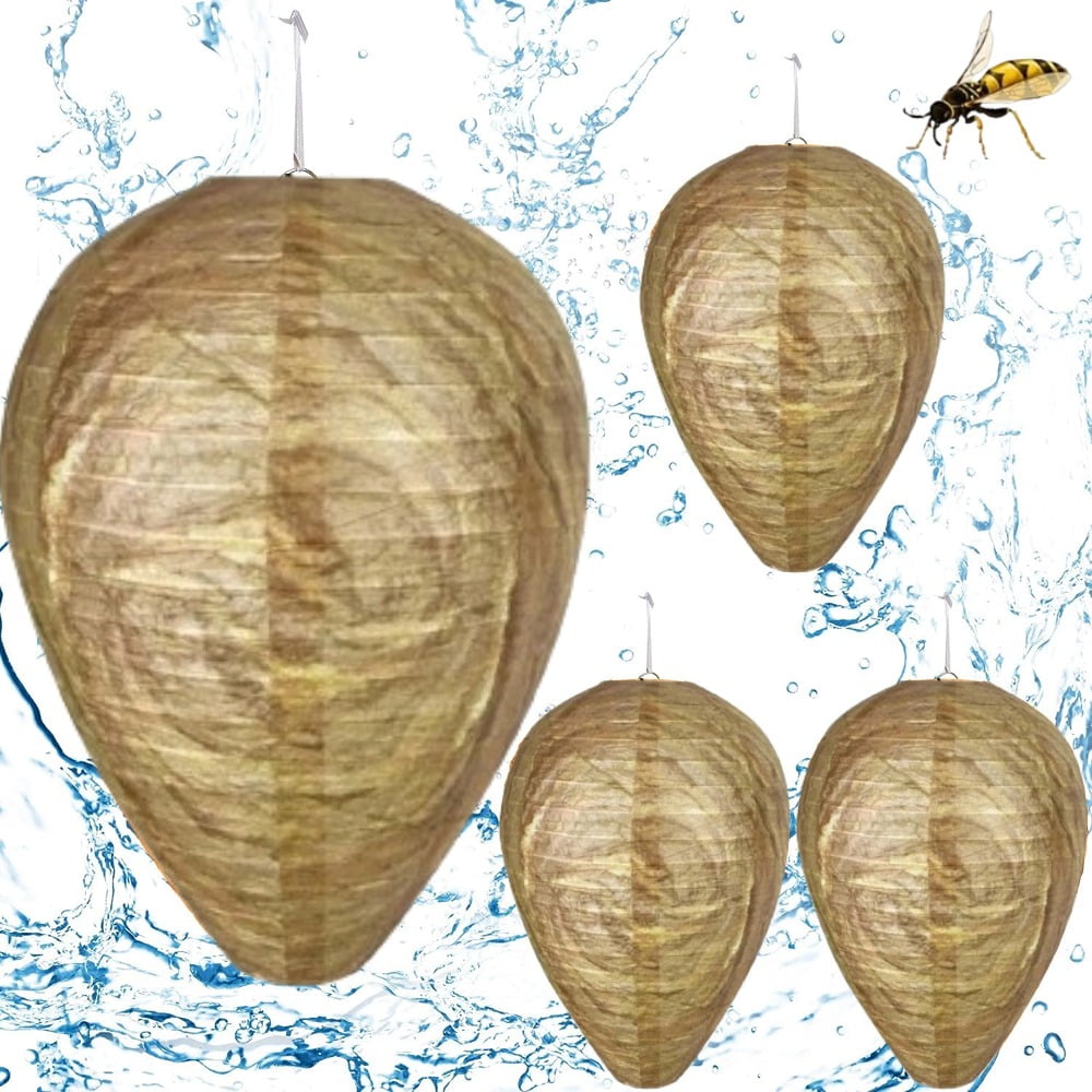 4 Pack Paper Wasp Nest Decoy Hanging Wasp Deterrent for Wasps Hornets ...