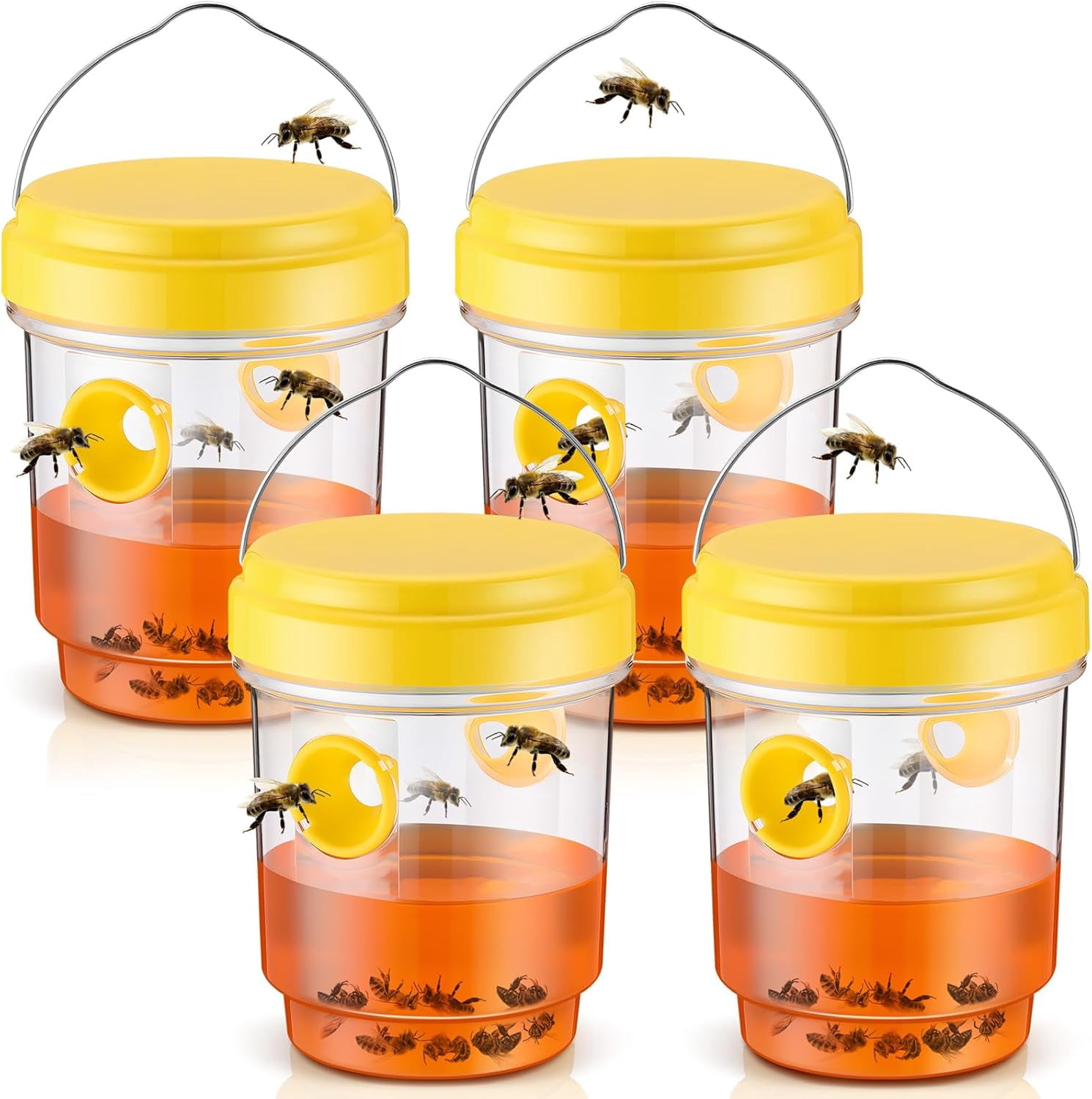 4 Pack Wasp Traps for Outdoors Wasp Killer Hanging Bee Traps Reusable ...