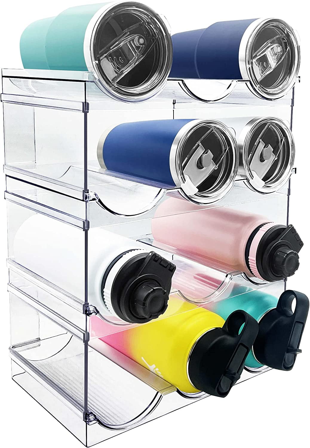 4 Pack Water Bottle Organizer, Stackable Kitchen Pantry Organization ...