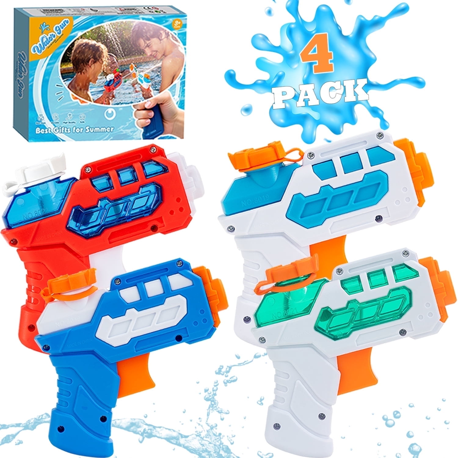 4 Pack Water Pistol for Kids, Small Mini Water Guns Water Squirt Gun ...