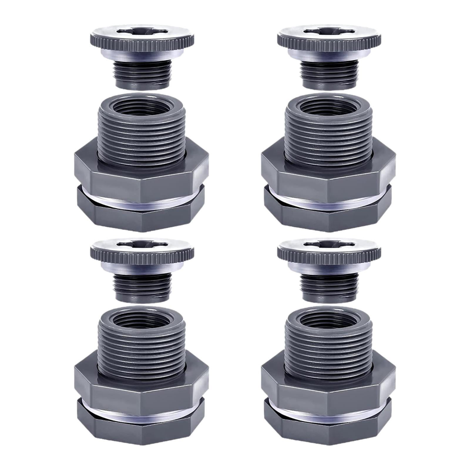 4 Pack Water Tank Connector Bulkhead Fitting 3/4 Inch with Plug for ...