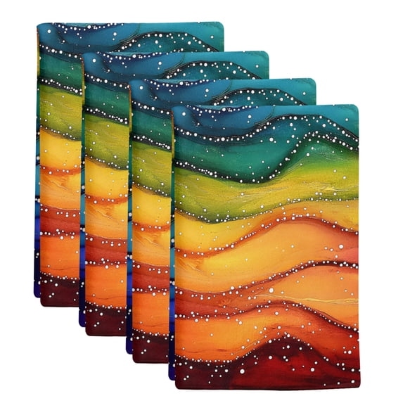 4 Pack Watercolor Kitchen Towels Marble Texture Rainbow Wave Beach ...